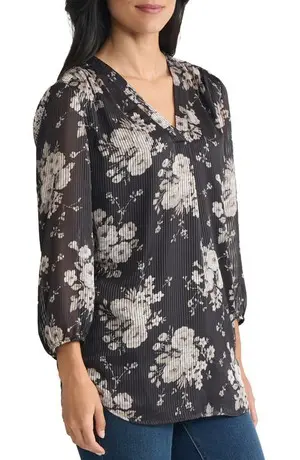 Jones New York Printed V-neck Blouse