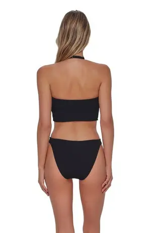 PACIFICA BY SUNSETS Tate Tab Side Bikini Bottom - Black Pacifica Rib