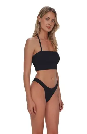 PACIFICA BY SUNSETS Tate Tab Side Bikini Bottom - Black Pacifica Rib