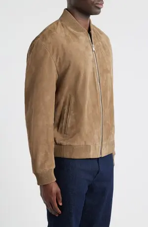 BOSS Muller Suede Bomber Jacket - Open Brn
