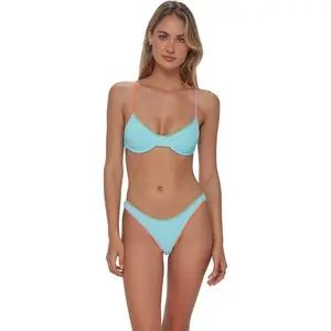 SWIM SYSTEMS Dani Scoop Bikini Bottom - Aqua Haze Rib