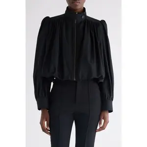 Chloé Crop Balloon Hem Cotton Zip Jacket