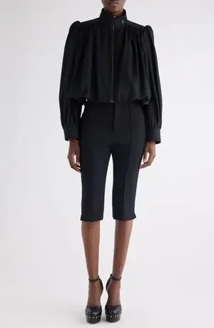Chloé Crop Balloon Hem Cotton Zip Jacket