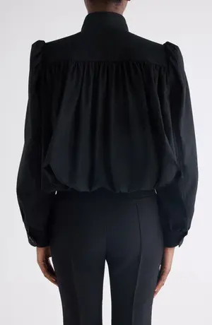 Chloé Crop Balloon Hem Cotton Zip Jacket