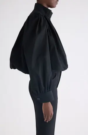 Chloé Crop Balloon Hem Cotton Zip Jacket