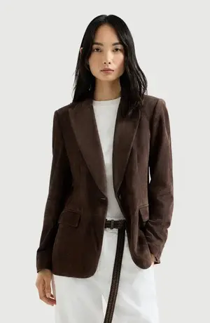 Brunello Cucinelli Suede Blazer - Rust Brown