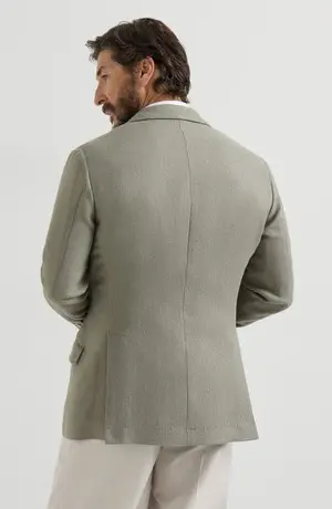 Brunello Cucinelli Hopsack Deconstructed Blazer - Khaki