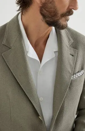 Brunello Cucinelli Hopsack Deconstructed Blazer - Khaki