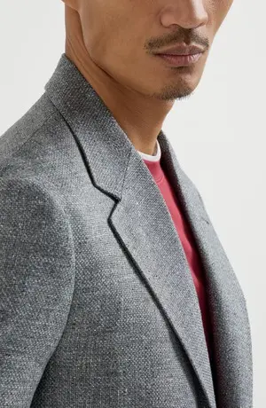 Brunello Cucinelli Hopsack Deconstructed Blazer - Medium Grey