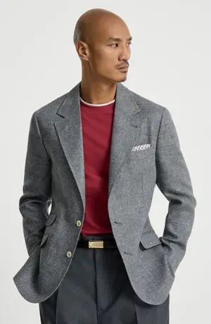 Brunello Cucinelli Hopsack Deconstructed Blazer - Medium Grey