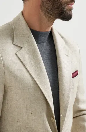 Brunello Cucinelli Hopsack Deconstructed Blazer - Sand