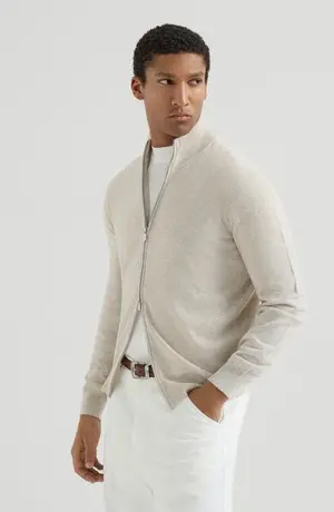 Brunello Cucinelli Cashmere Zip-up Cardigan - Beige