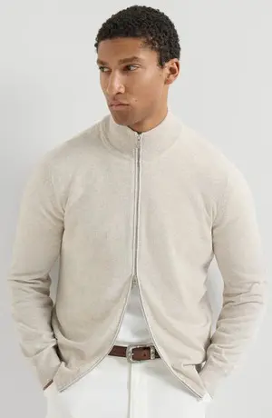 Brunello Cucinelli Cashmere Zip-up Cardigan - Beige