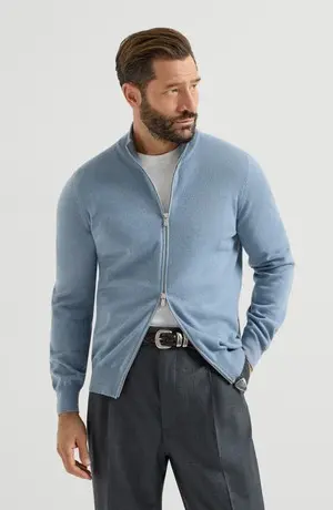 Brunello Cucinelli Cashmere Zip-up Cardigan - Slate