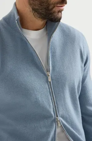 Brunello Cucinelli Cashmere Zip-up Cardigan - Slate