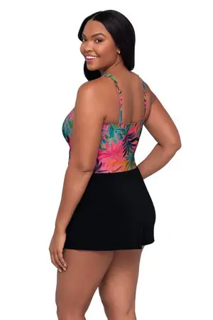 TRIMSHAPER Kim Surplice Swim Romper - Amazonian Palms