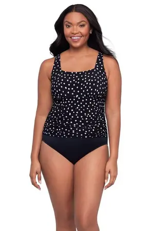 TRIMSHAPER Amy Square Neck Back Tie One-piece Swimsuit - Confetti Dot