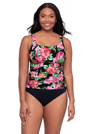 TRIMSHAPER Amy Square Neck Back Tie One-piece Swimsuit - Desert Flora