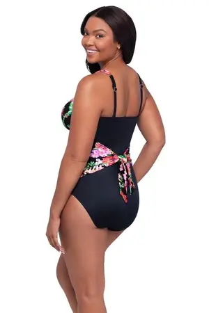 TRIMSHAPER Amy Square Neck Back Tie One-piece Swimsuit - Desert Flora