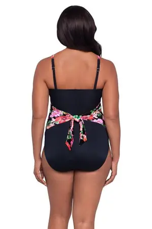 TRIMSHAPER Amy Square Neck Back Tie One-piece Swimsuit - Desert Flora