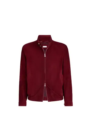 Brunello Cucinelli Suede Zip-up Jacket - Cherry
