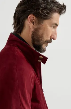 Brunello Cucinelli Suede Zip-up Jacket - Cherry