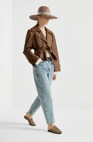 Brunello Cucinelli Baggy Tapered Trousers - Light Denim