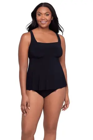 TRIMSHAPER Maddie Square Neck Tankini Swimsuit Top - Black