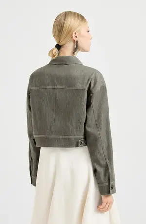 Brunello Cucinelli Denim-effect Twill Outerwear Jacket - Olive