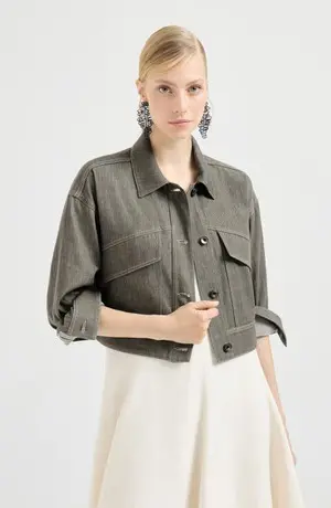 Brunello Cucinelli Denim-effect Twill Outerwear Jacket - Olive
