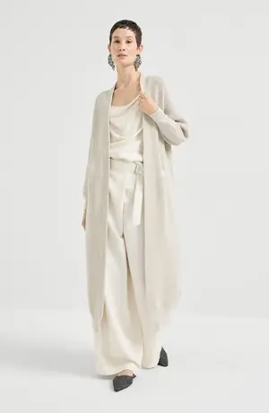 Brunello Cucinelli Sparkling Net Long Cardigan - Oat