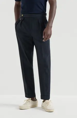 Brunello Cucinelli Cotton Twill Trousers - Navy Blue