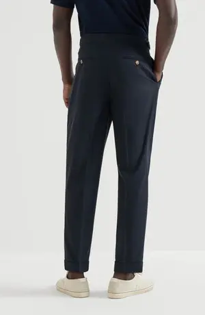 Brunello Cucinelli Cotton Twill Trousers - Navy Blue
