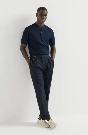 Brunello Cucinelli Cotton Twill Trousers - Navy Blue