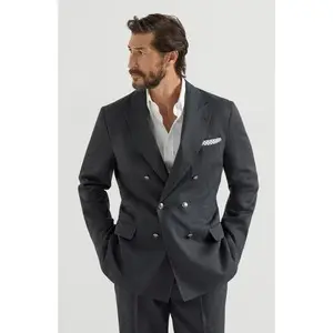 Brunello Cucinelli Chevron Deconstructed Blazer - Anthracite