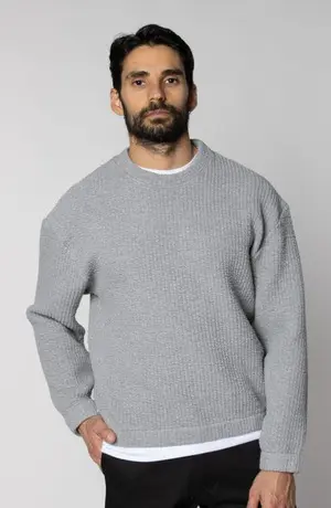 LEISURE LAB Quilted Crewneck - Heathered Grey