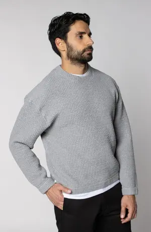LEISURE LAB Quilted Crewneck - Heathered Grey