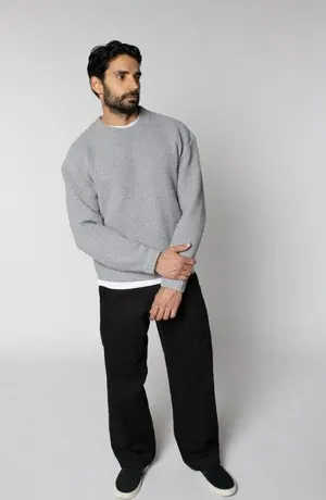 LEISURE LAB Quilted Crewneck - Heathered Grey