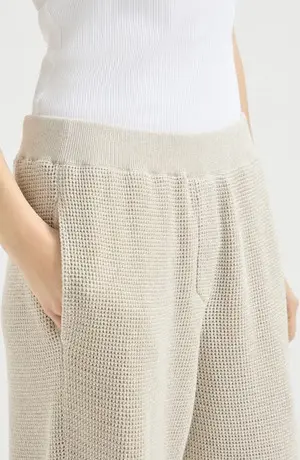 Brunello Cucinelli Sparkling Net Knit Trousers - Oat