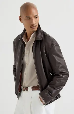 Brunello Cucinelli Nappa Leather Jacket - Chocolate