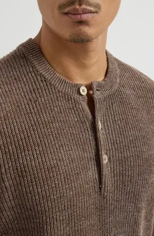 Brunello Cucinelli Sweater With Henley Collar - Hazelnut