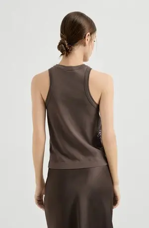 Brunello Cucinelli Embroidered Jersey Top