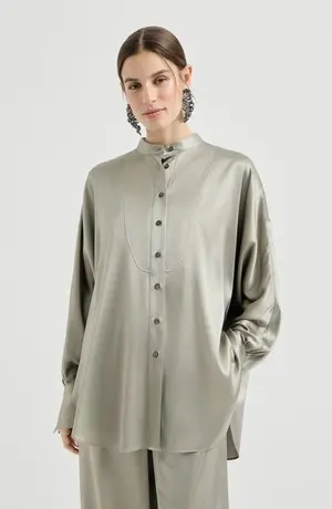 Brunello Cucinelli Mandarin Collar Shirts For Women