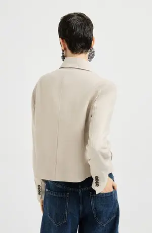 Brunello Cucinelli Linen Diagonal Jacket - Beige