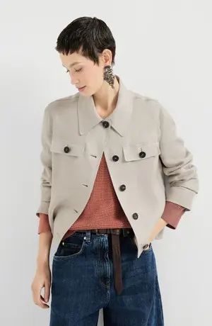 Brunello Cucinelli Linen Diagonal Jacket - Beige