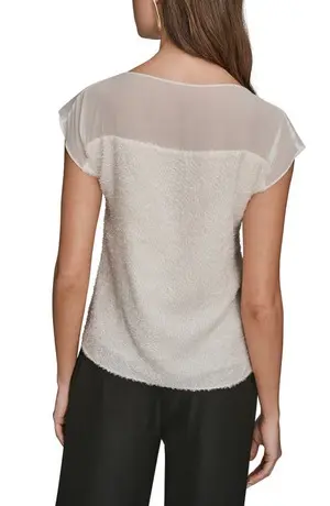 Donna Karan New York Chiffon & Bouclé Top