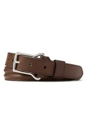 Ralph Lauren Purple Label Equestrian Buckle Leather Belt - Luggage Brown