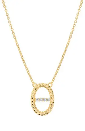ATHRA LUXE Oval Pavé Cubic Zirconia Pendant Necklace - Gold
