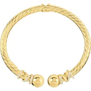 ATHRA LUXE Dolce Sole Twisted Pavé Rope Bangle - Gold