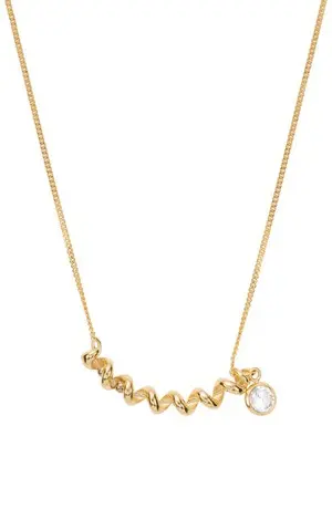 ATHRA LUXE Dolce Sole Spiral Zirconia Pendant Necklace - Gold